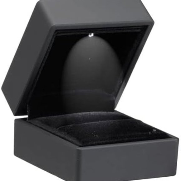 Jewelry | Luxury Black Ring Box With Led Light Square Shaped Elegant ...